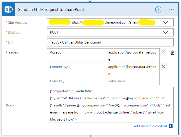 Send Email using SharePointOnline - Microsoft Power Automate